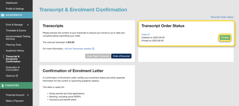 Order Official Transcripts | ACORN Help